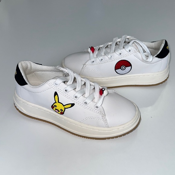 Zara | Shoes | Zara Kids Pokmon Pikachu White Leather Sneakers Euro ...